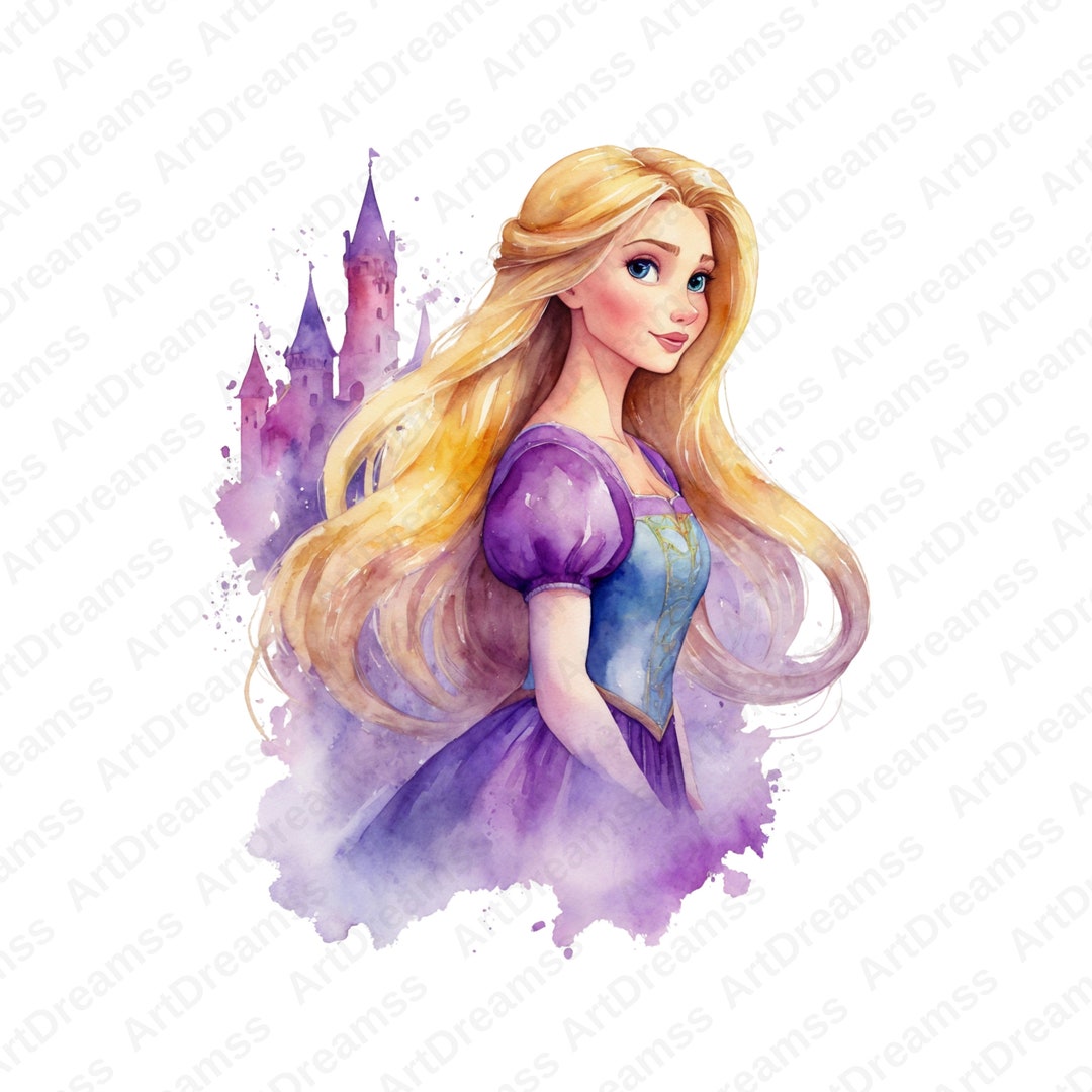Princess Rapunzel Clipart, Cute Rapunzel, Tangled PNG, Watercolor Style ...