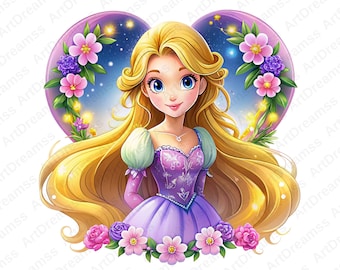 Princess Rapunzel Clipart, Cute Rapunzel, Tangled PNG, Watercolor Style ...