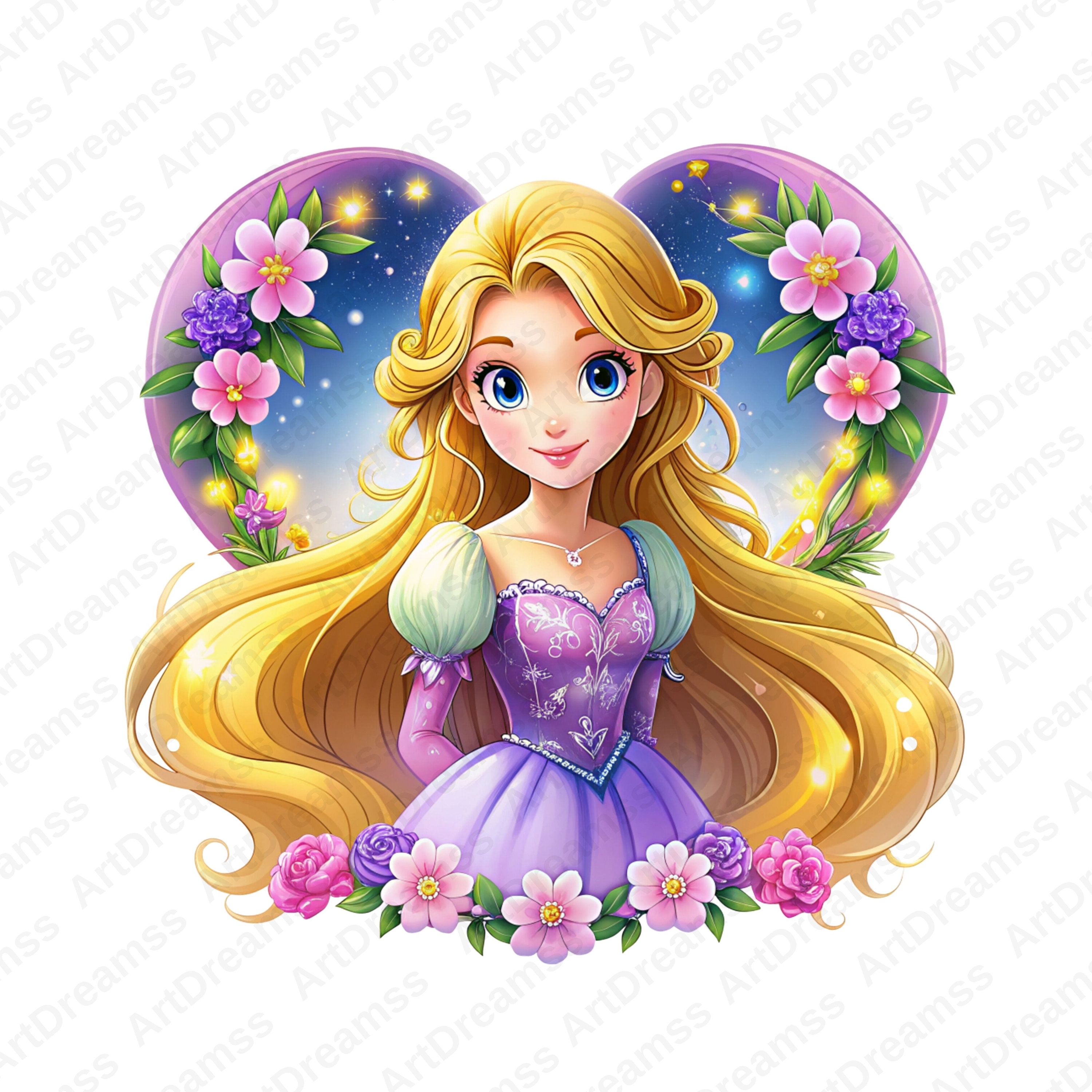 Princess Rapunzel Clipart, Cute Rapunzel With Flowers, Tangled PNG ...