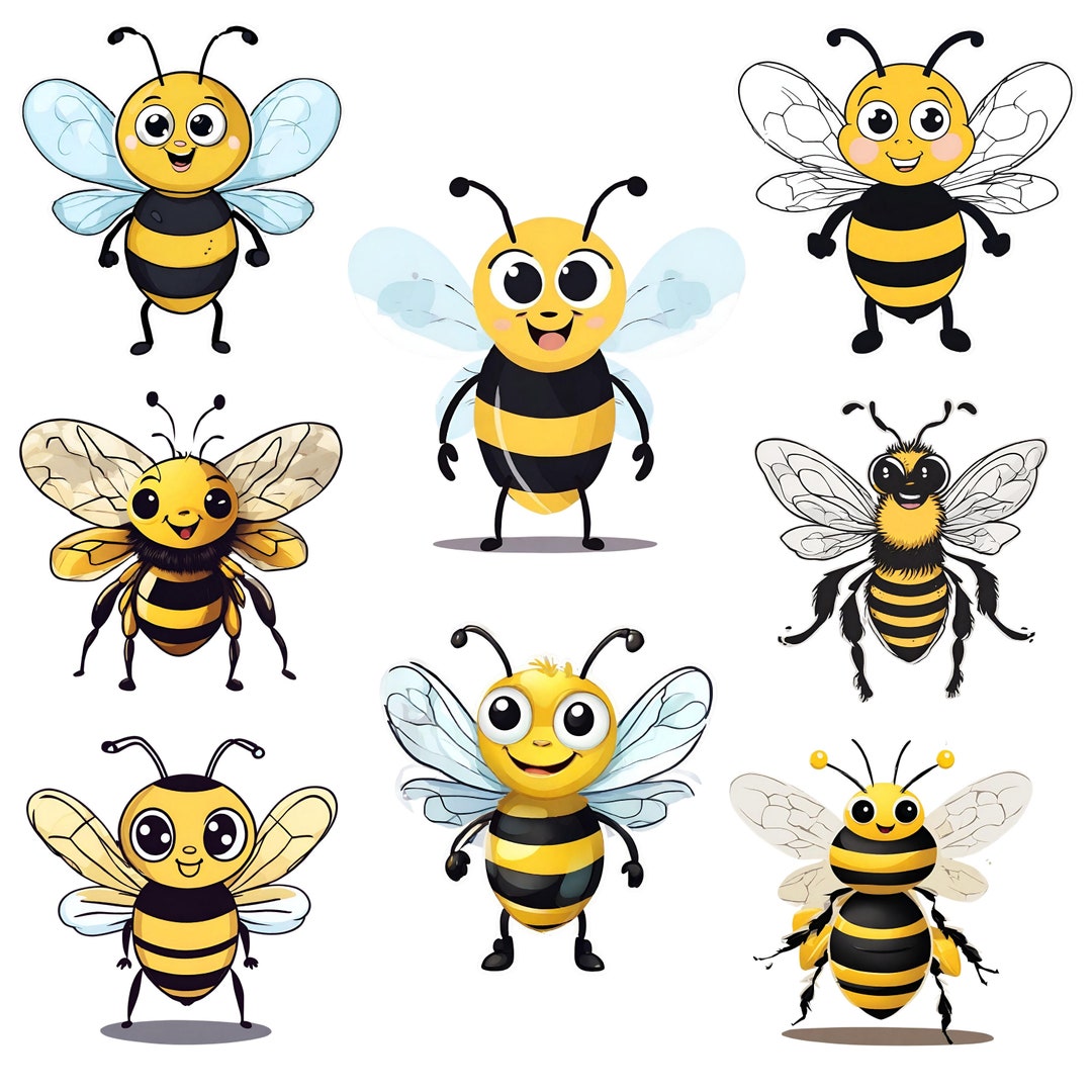 Cute Bee Clipart PNG, Crazy Bee Digital, Honey Bee PNG, Bee Transparent ...