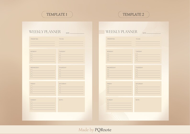 Weekly Planner Printable & PDF Fillable A4, A5, A3 Sizes 4 Versions ...