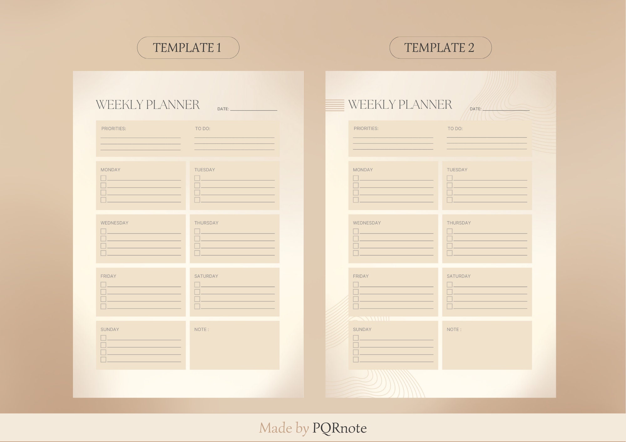 Weekly Planner Printable & PDF Fillable A4, A5, A3 Sizes 4 Versions ...