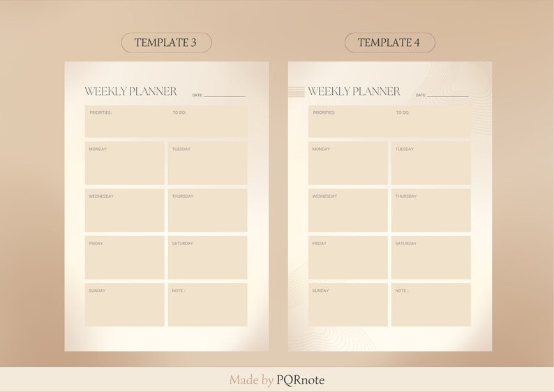 Weekly Planner Printable & PDF Fillable A4, A5, A3 Sizes 4 Versions ...