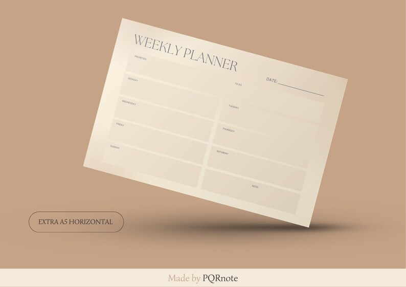 Weekly Planner Printable & PDF Fillable A4, A5, A3 Sizes 4 Versions ...