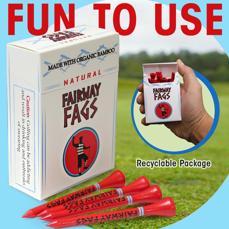 Bamboo Golf Fairway Tee Caddy - Funny Cigarette-style Box, Durable ...
