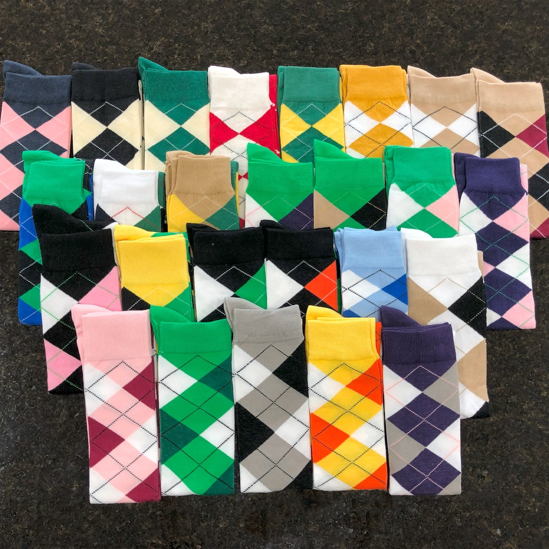 Colorful Knee High Argyle Cotton Socks for Men Women and Youth (AAA-ZZZ ...