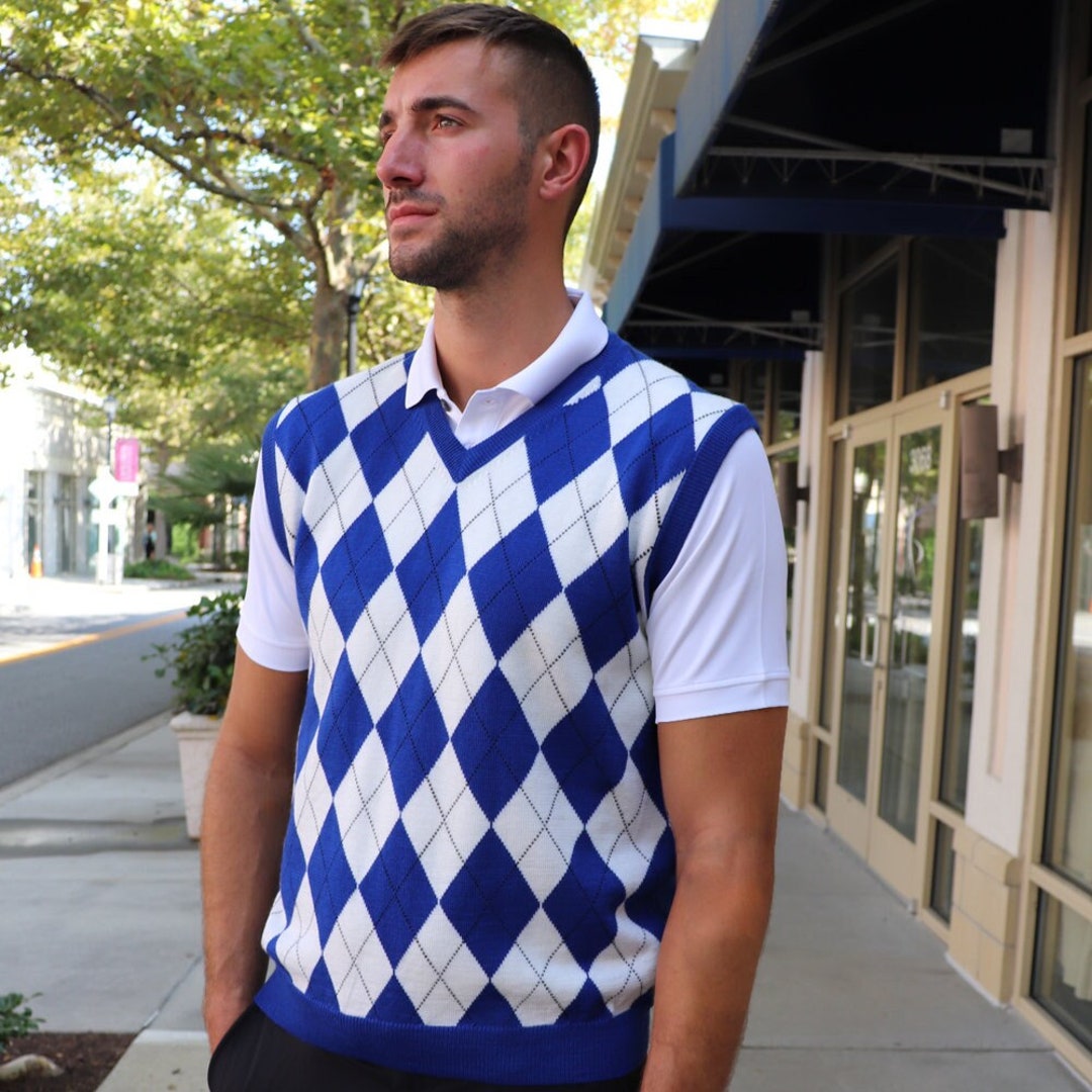 V-neck Argyle Golf Sweater Vests - Golfknickers: Mens - Pullover ...