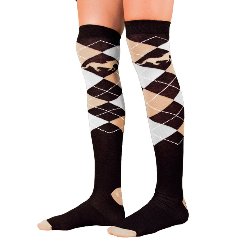 Ladies Argyle Equestrian Over the Calf Horse Socks - Comfortable and ...