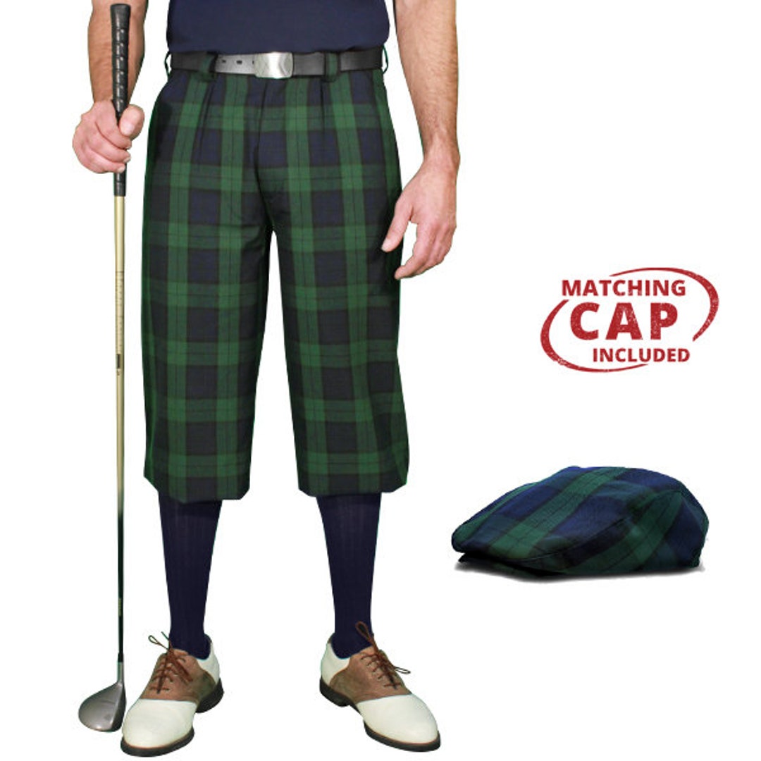 Plaid Golf Knickers and Cap Cotton/ramie (plus Fours) for Men - Black ...