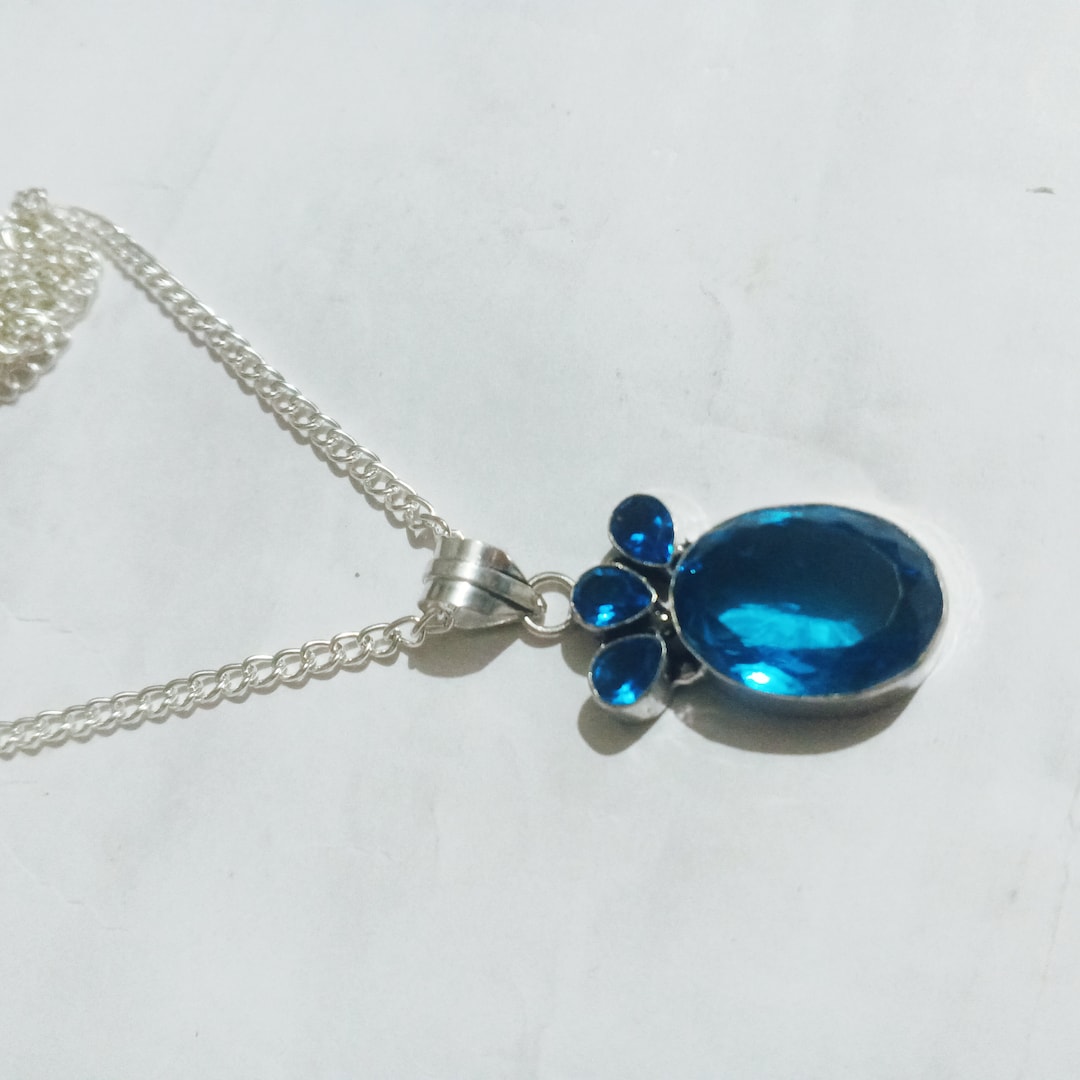 Blue Topaz Dog Paw 925 Sterling Silver Pendant Blue Topaz Gemstone ...