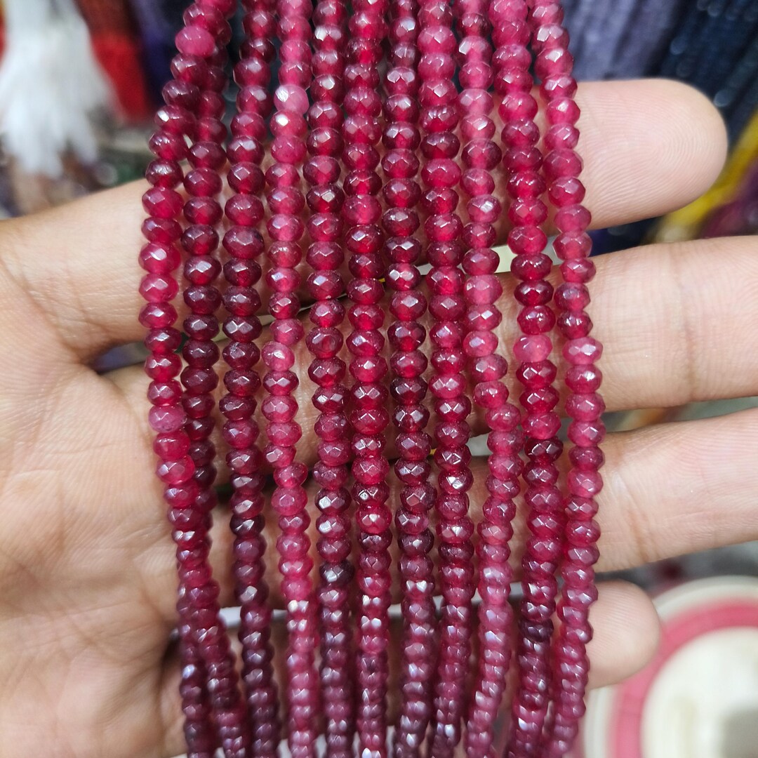 3mm Ruby Rondelle Beads: AAA Quality Faceted Gemstone, 17 Inch Strand ...