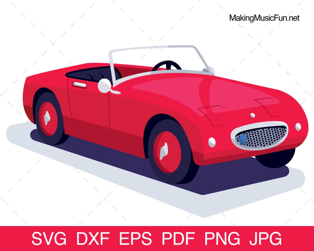 Sports Car SVG Cricut & Silhouette Cut Files. Red Vintage Sports Car ...
