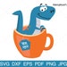Tea-rex SVG Cricut & Silhouette Cut Files. Cartoon T-rex Dinosaur Tea ...