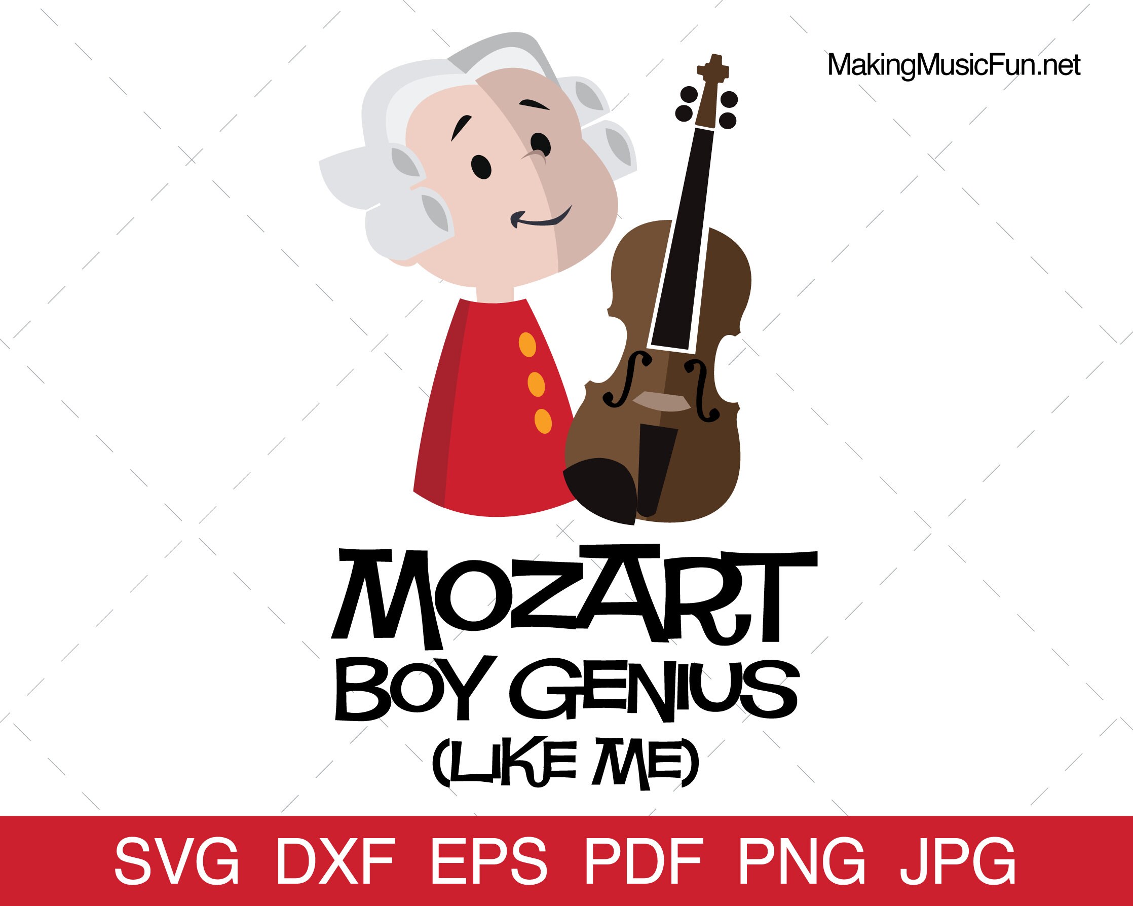 Mozart: Boy Genius (like Me) - SVG Cricut Files. Music Composer Clip ...