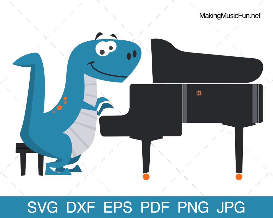 T-rex Playing Piano - Cricut & Silhouette SVG Cut Files. T-rex Piano ...