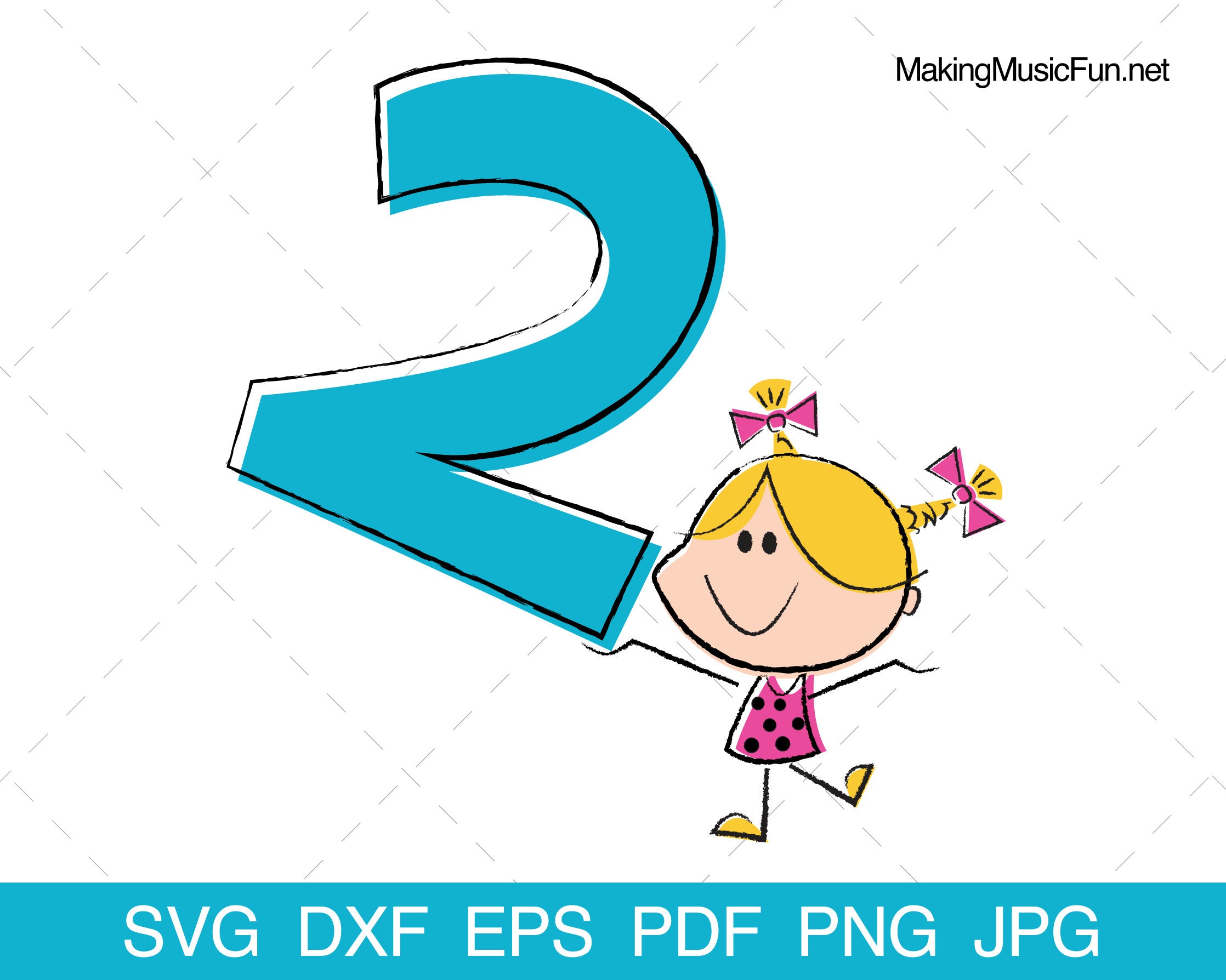 Second Birthday SVG Cricut Cut Files. Girl Number Two Birthday Clip Art ...