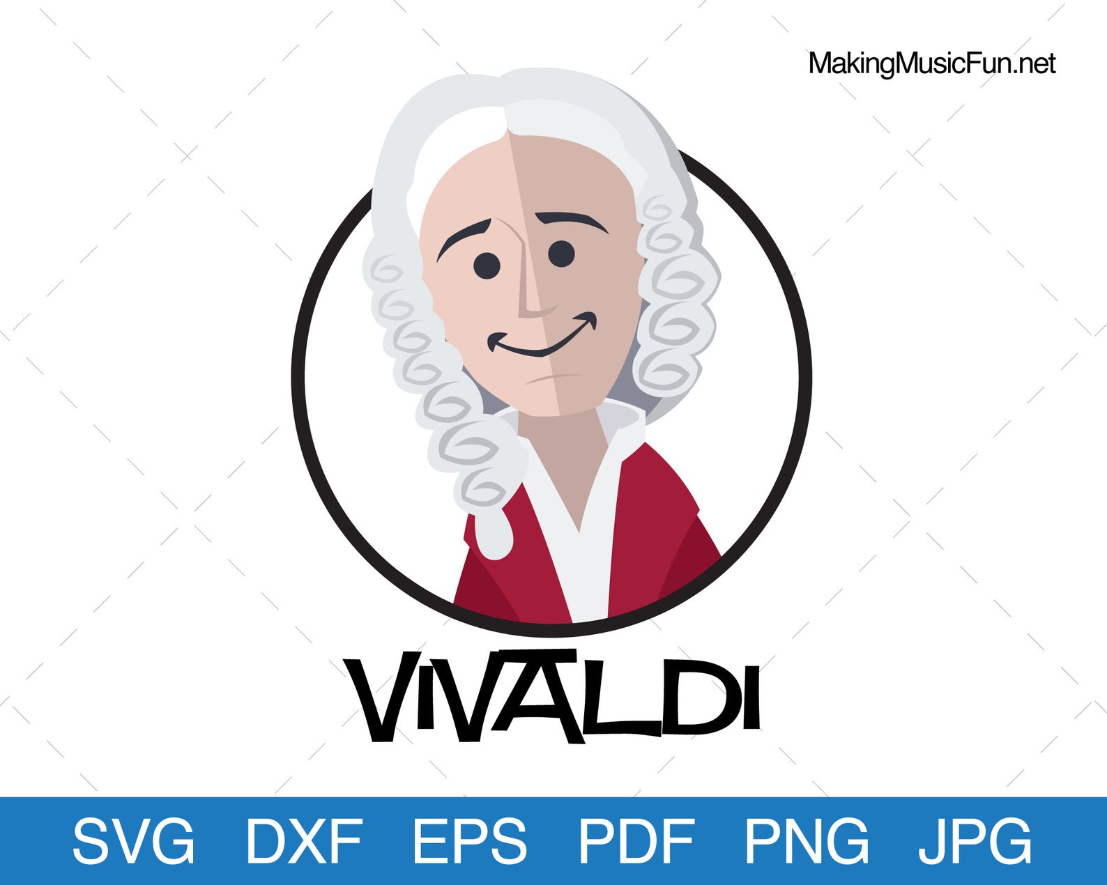 Antonio Vivaldi SVG Cricut & Silhouette Cut Files. Music Composer Clip ...
