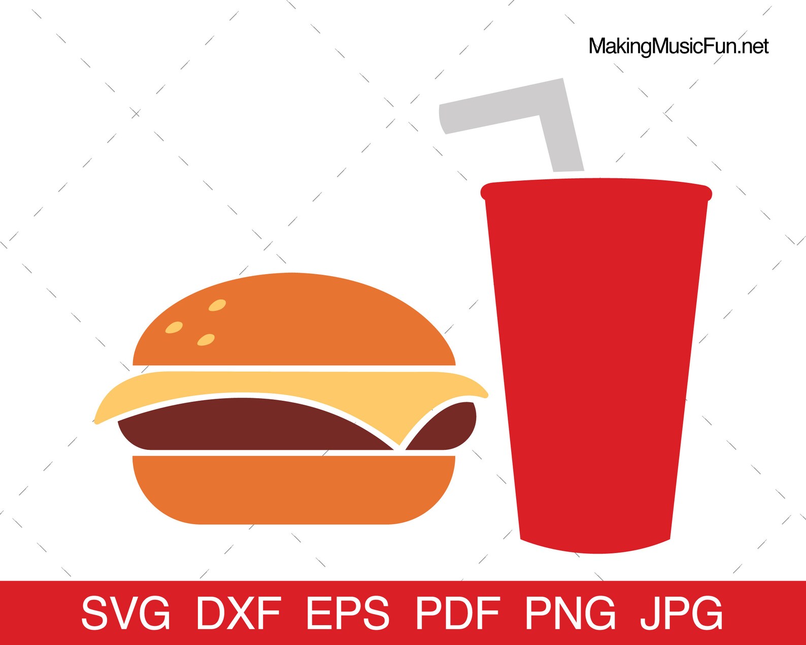 Cheeseburger and Soda - SVG Cricut Cut Files. Hamburger Clip Art Vector ...
