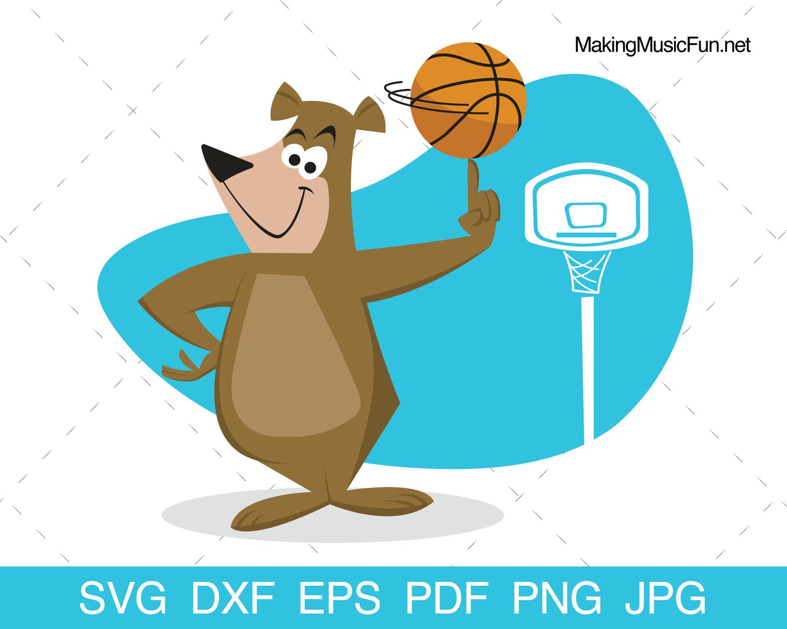 Bear Playing Basketball SVG Cricut & Silhouette Files. Cartoon Bear ...