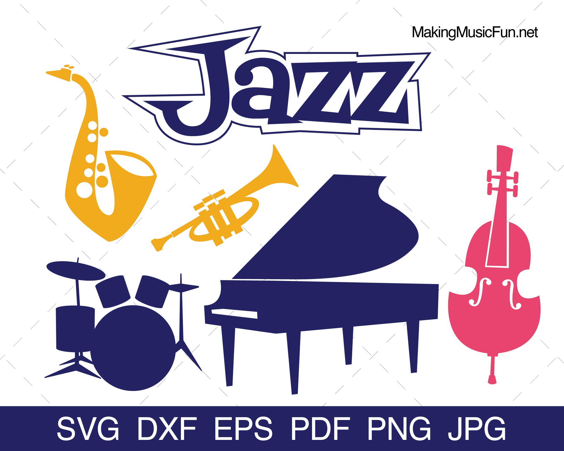 Jazz Band SVG Cricut & Silhouette Cut Files. Jazz Band Musical ...