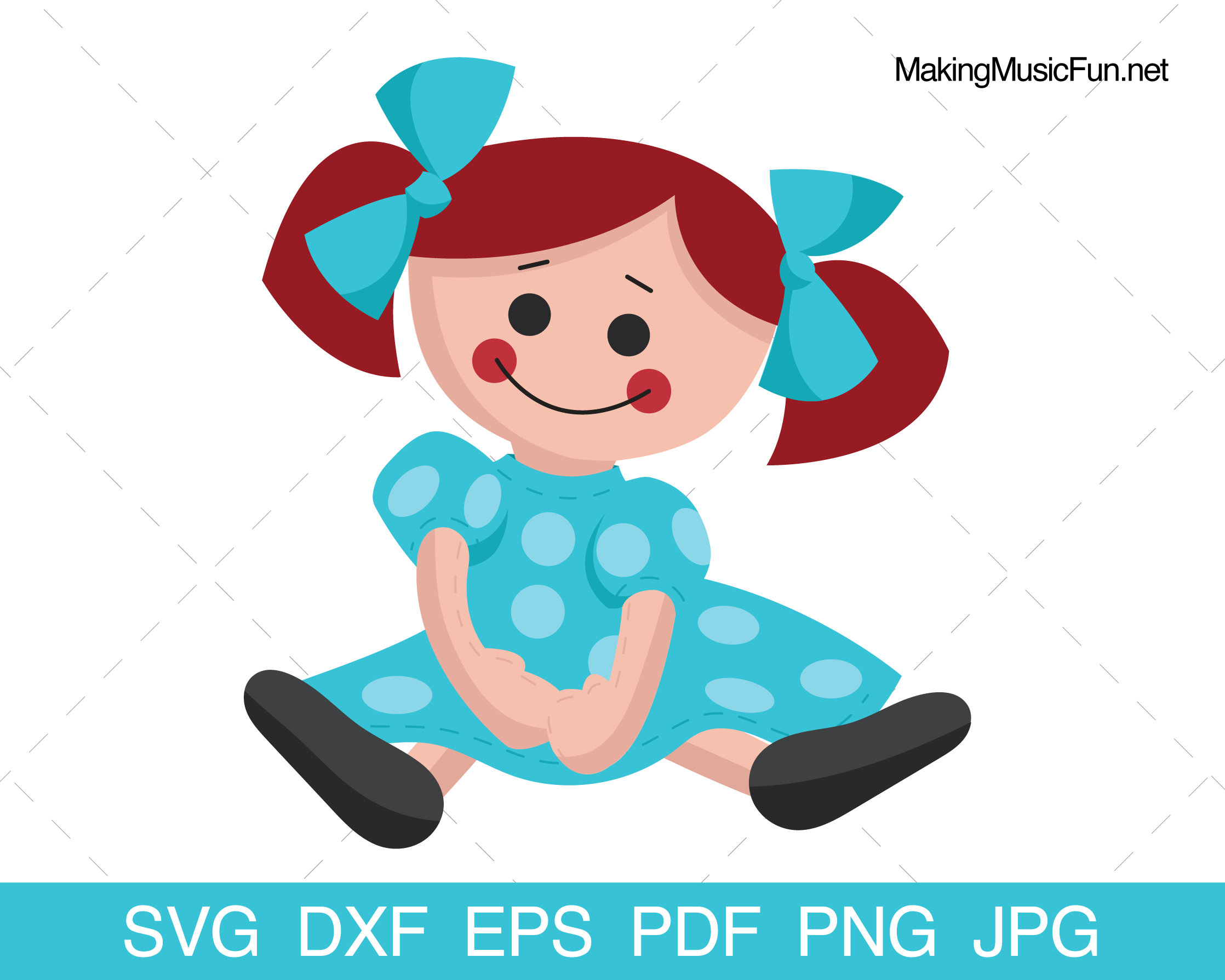 Rag Doll - SVG Cricut Files. Plush Stuffed Girl Rag Doll Pigtails Clip ...