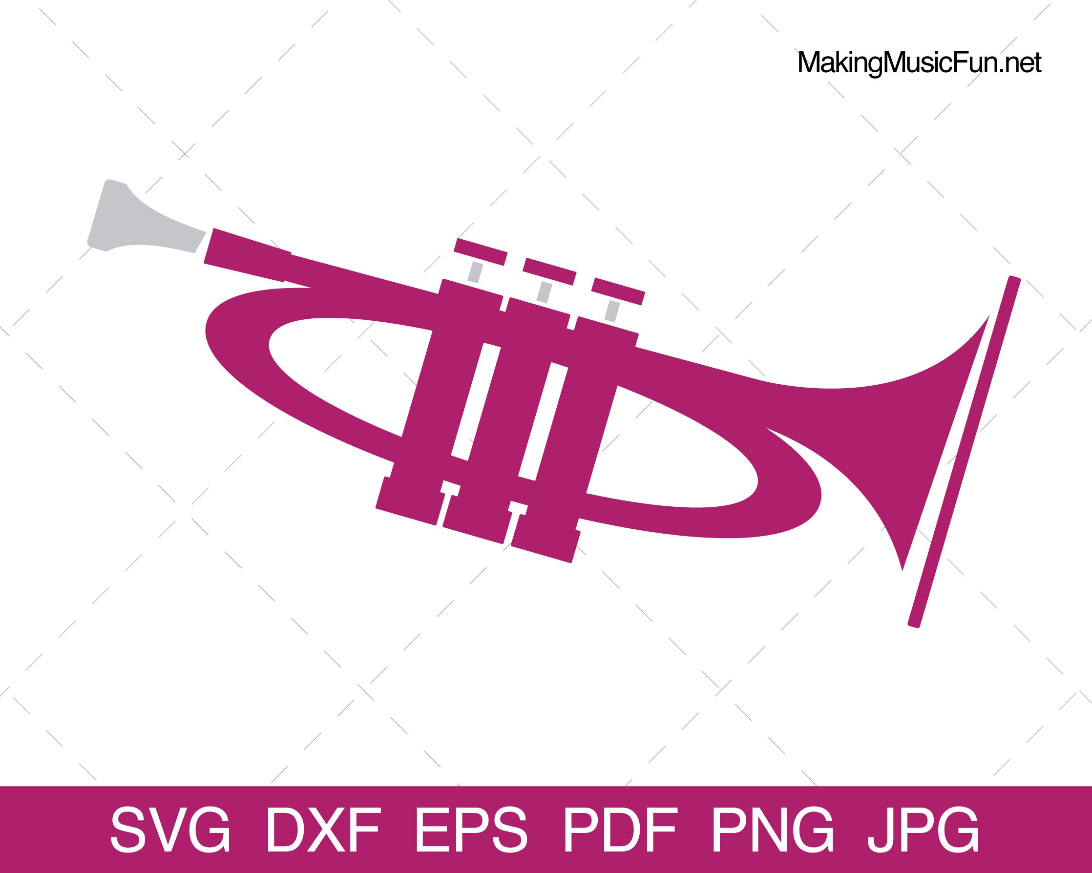 Trumpet - SVG Cricut Cut Files. Cartoon Trumpet Musical Instrument Clip ...