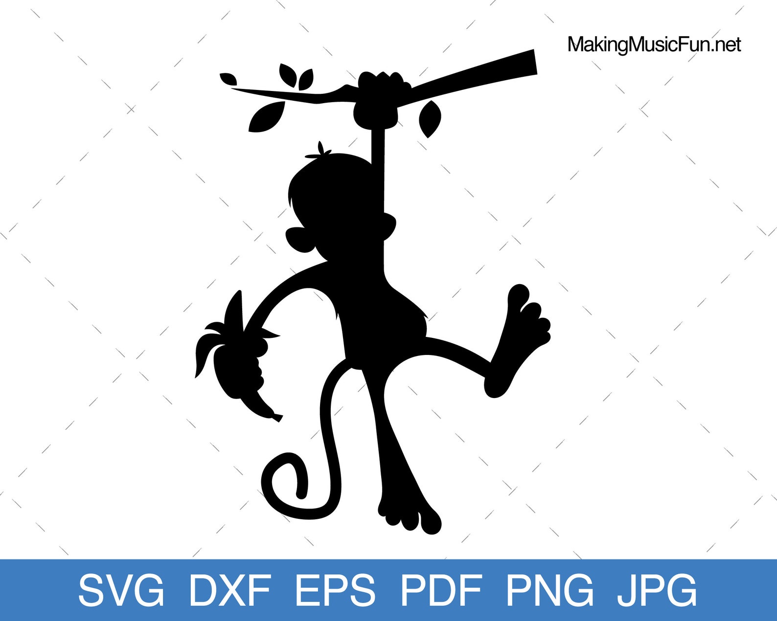Monkey Silhouette - Cricut SVG Cut Files. Hanging Cartoon Monkey Clip ...