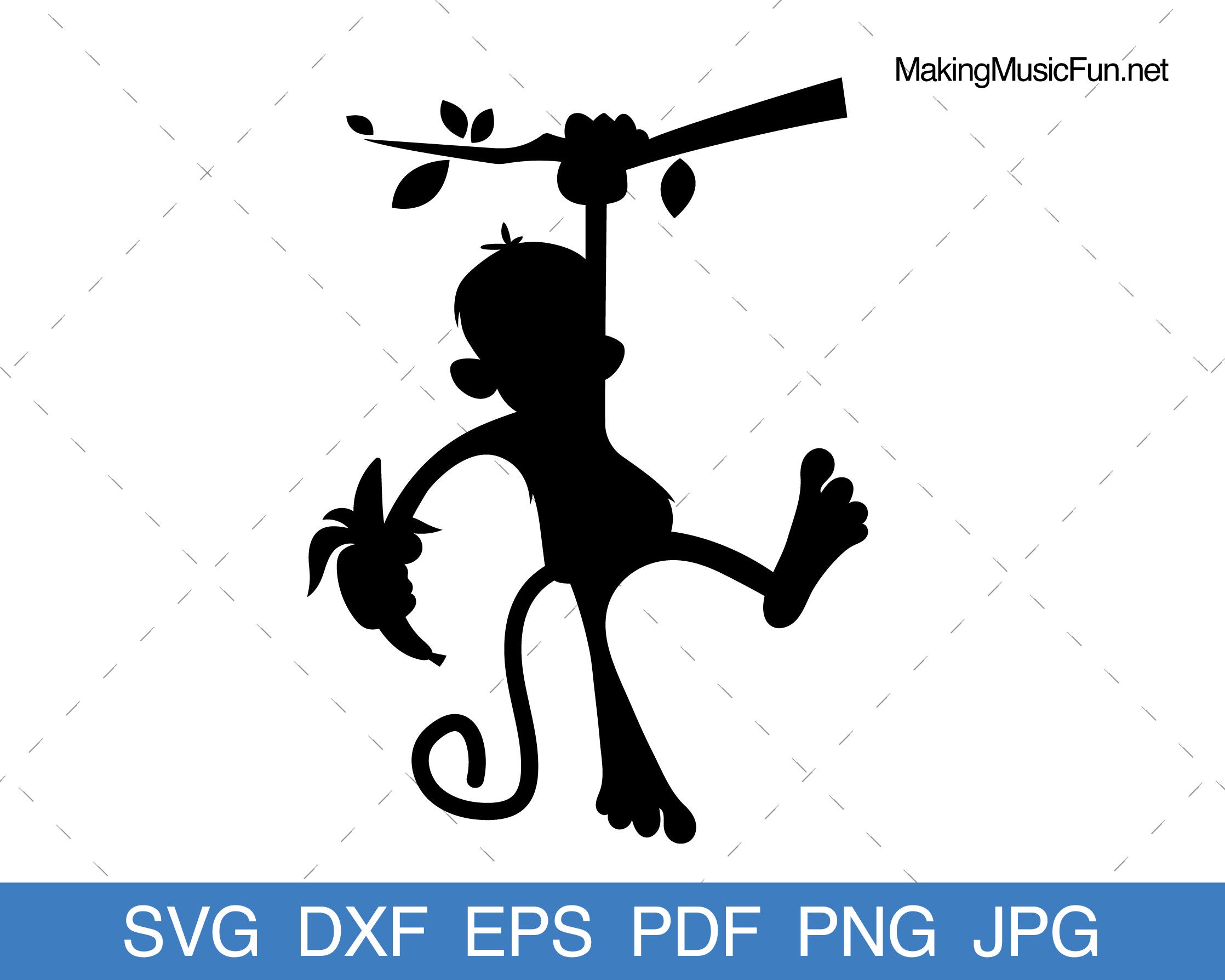 Monkey Silhouette - Cricut SVG Cut Files. Hanging Cartoon Monkey Clip ...
