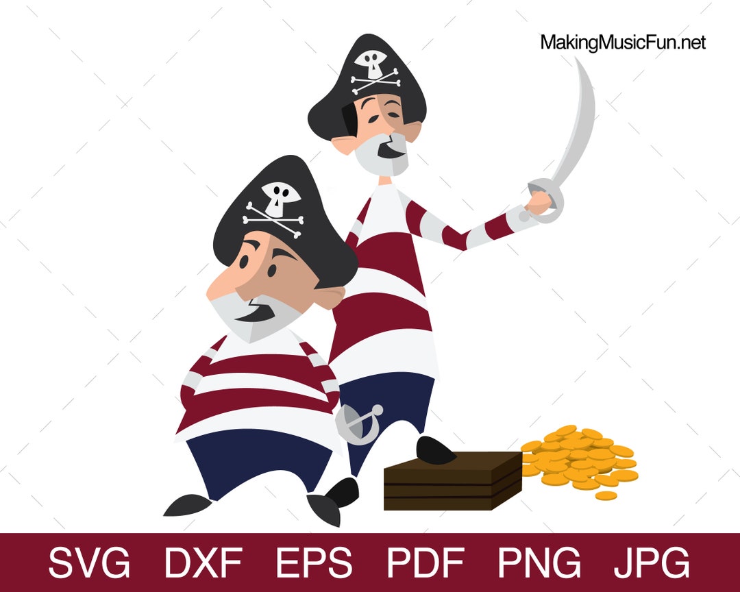 Pirates With Gold SVG Cricut & Silhouette Cut Files. Cartoon Clip Art ...