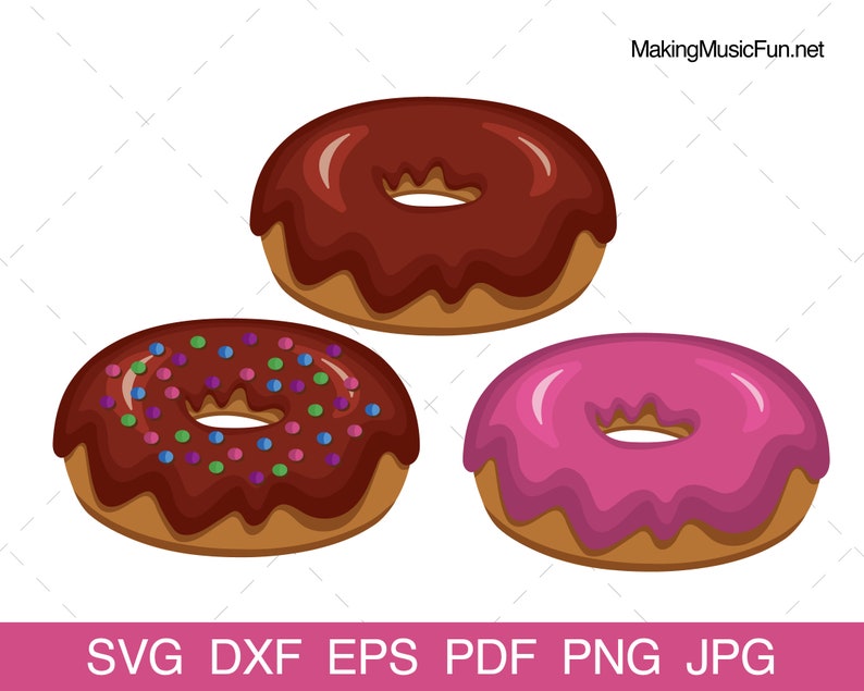 Donut Bundle - SVG Cricut & Silhouette Cut Files. 3 Donut Clip Art and ...