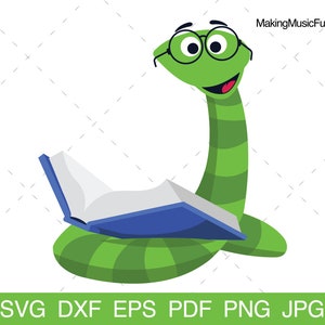 Bookworm SVG Cricut & Silhouette Cut Files. Bookworm Clip - Etsy