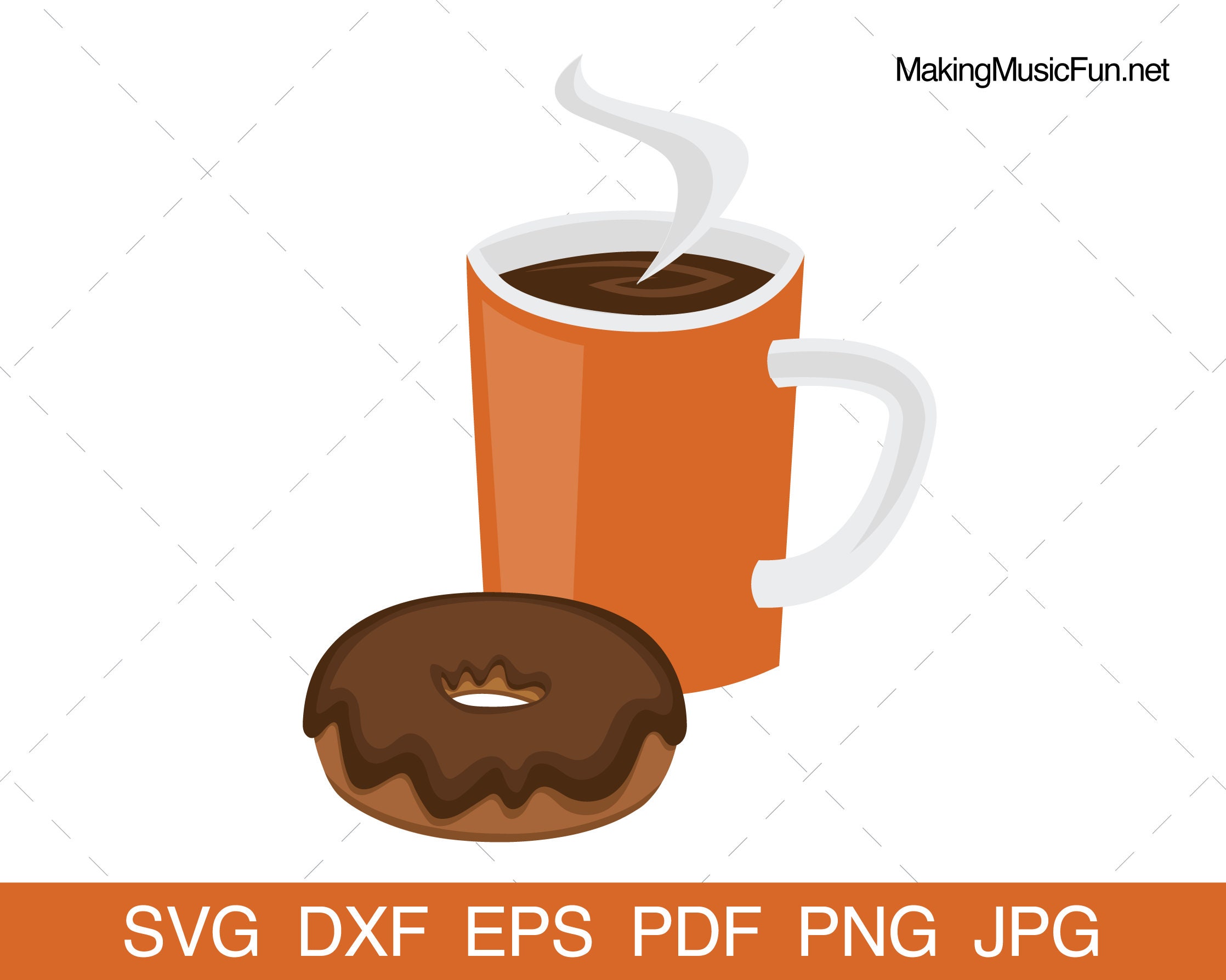 Coffee and Donut SVG Cricut & Silhouette Cut Files. Coffee Cup and ...
