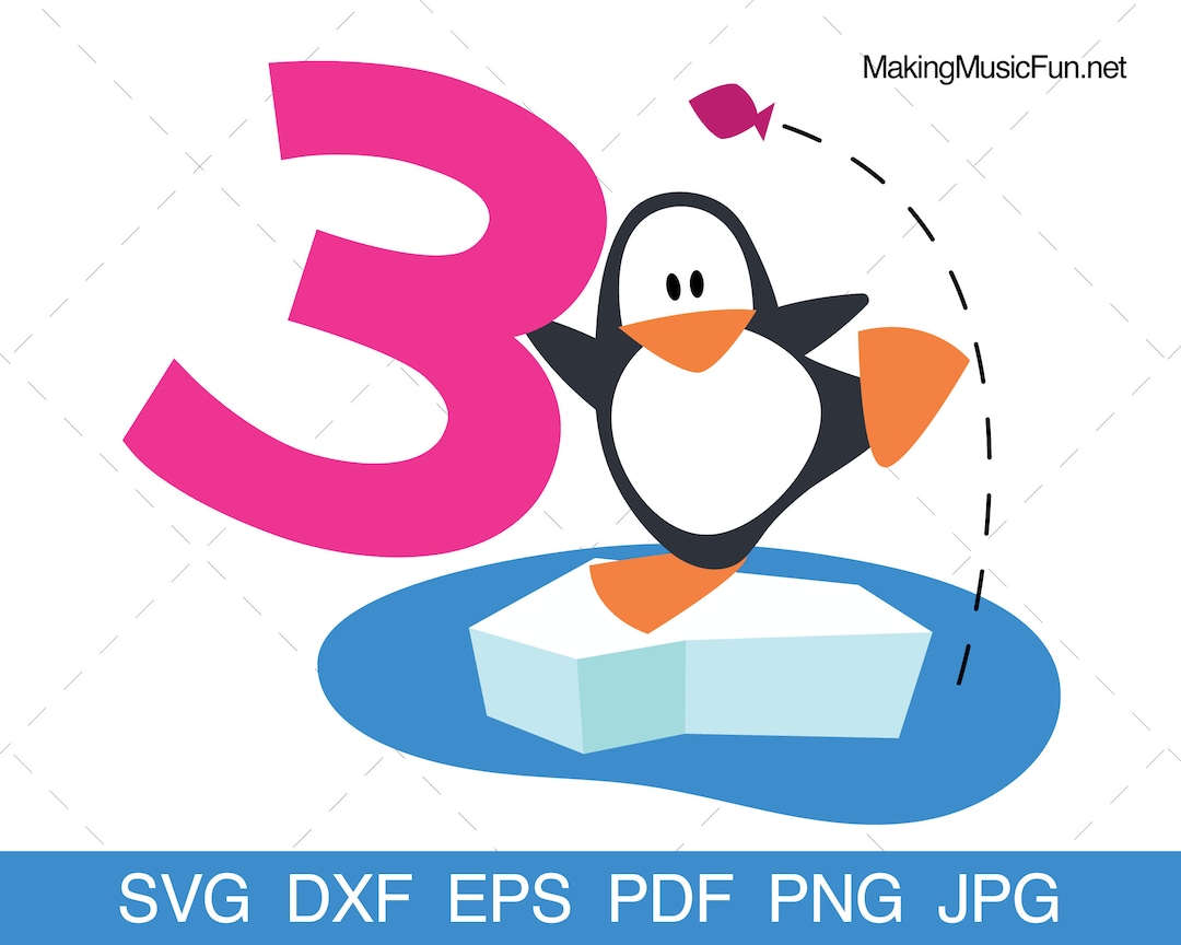 Third Birthday SVG Cricut Cut Files. Penguin Number Three Birthday Clip ...