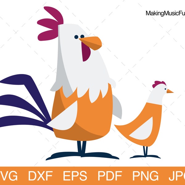 Rooster Cartoon Dxf File - Etsy