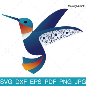 Hummingbird - SVG Cricut Silhouette Cut Files. Stylized Hummingbird W ...