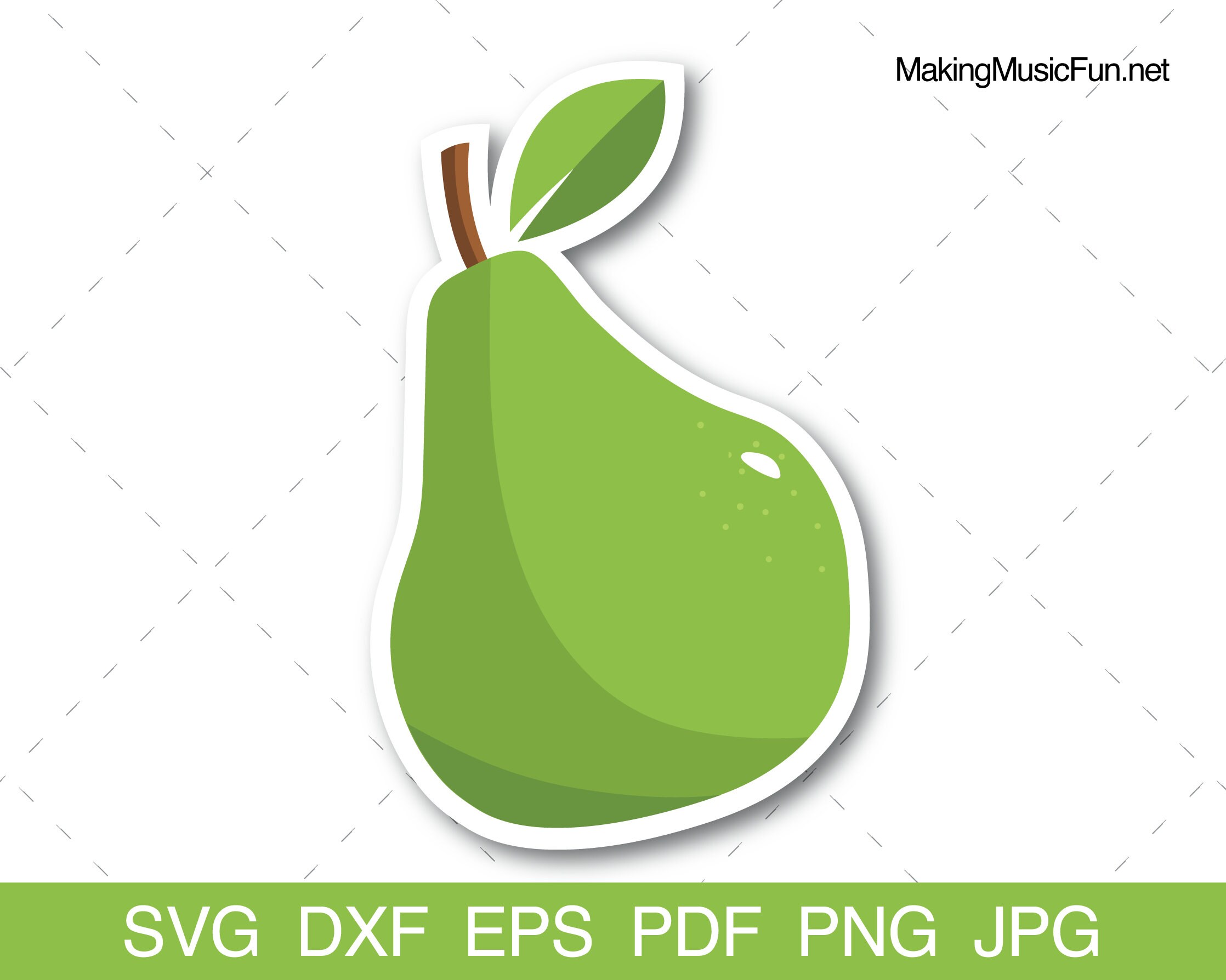 Pear SVG Cricut & Silhouette Cut Files. Pear Fruit Clip Art Vector ...
