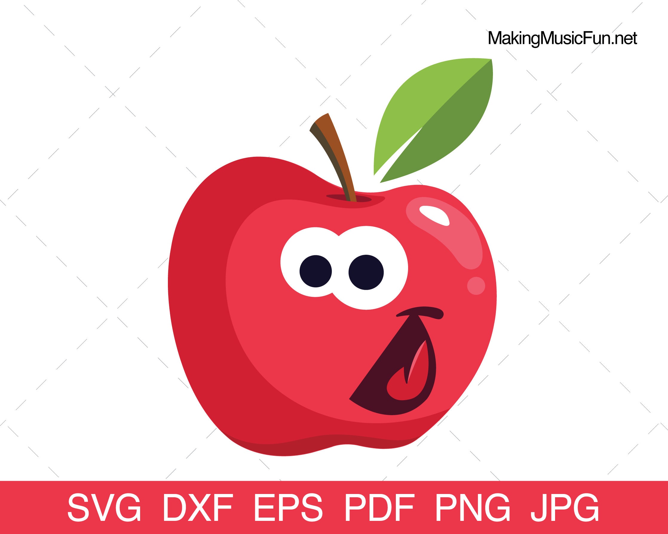Apple SVG Cricut & Silhouette Cut Files. Happy Smiling Cartoon Apple ...