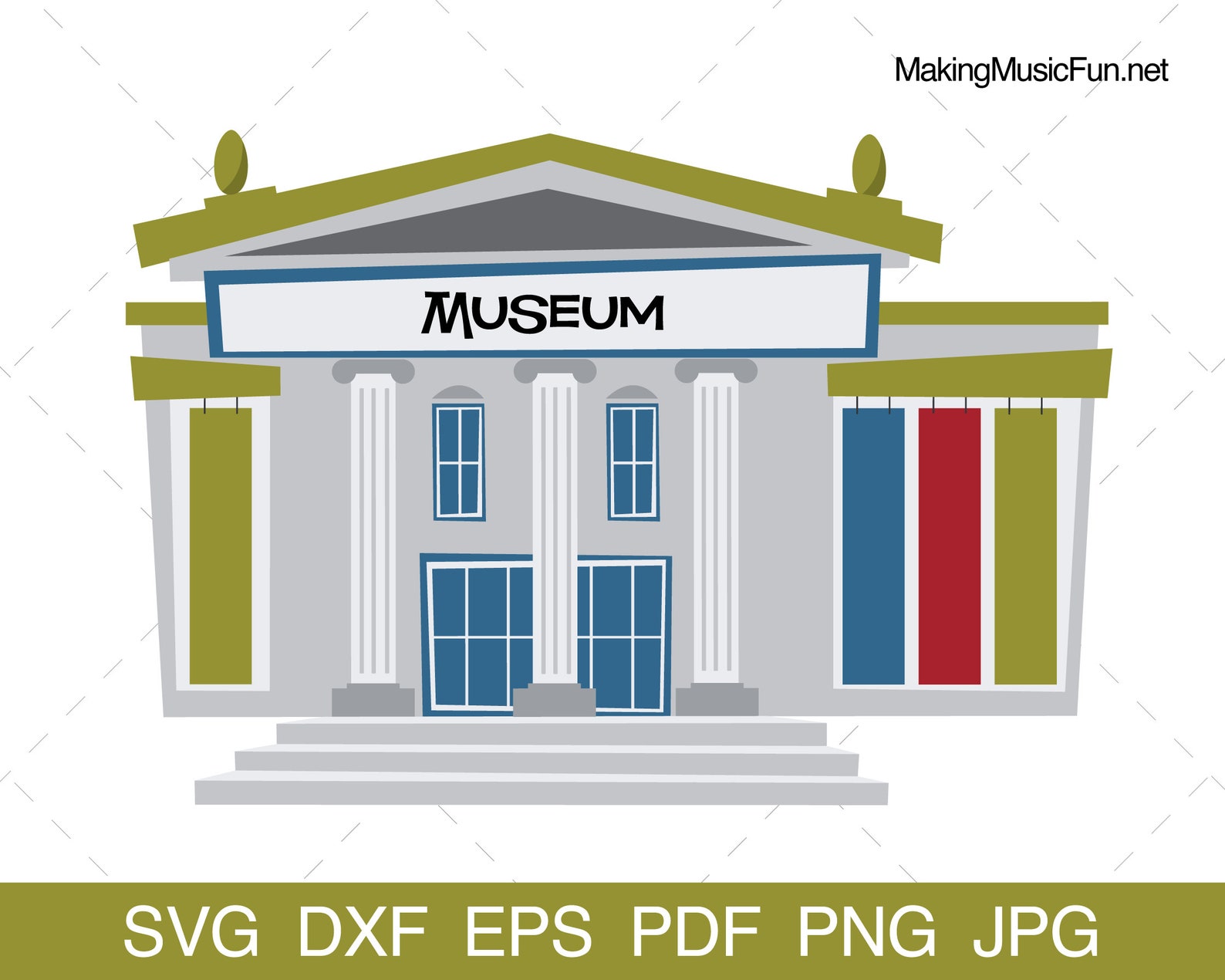Museum - SVG Cricut & Silhouette Cut Files. Museum Building Clip Art ...
