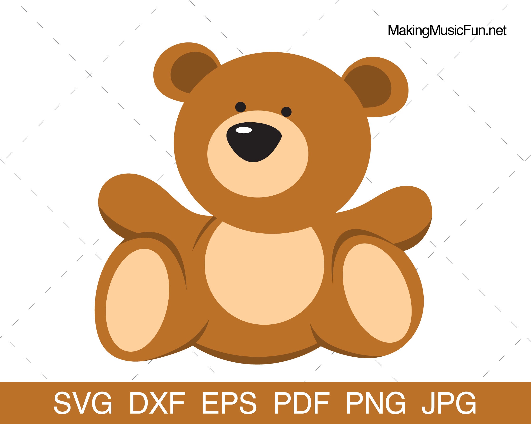 Teddy Bear - SVG Cricut Files. Brown Stuffed Teddy Bear Clip Art. Teddy ...