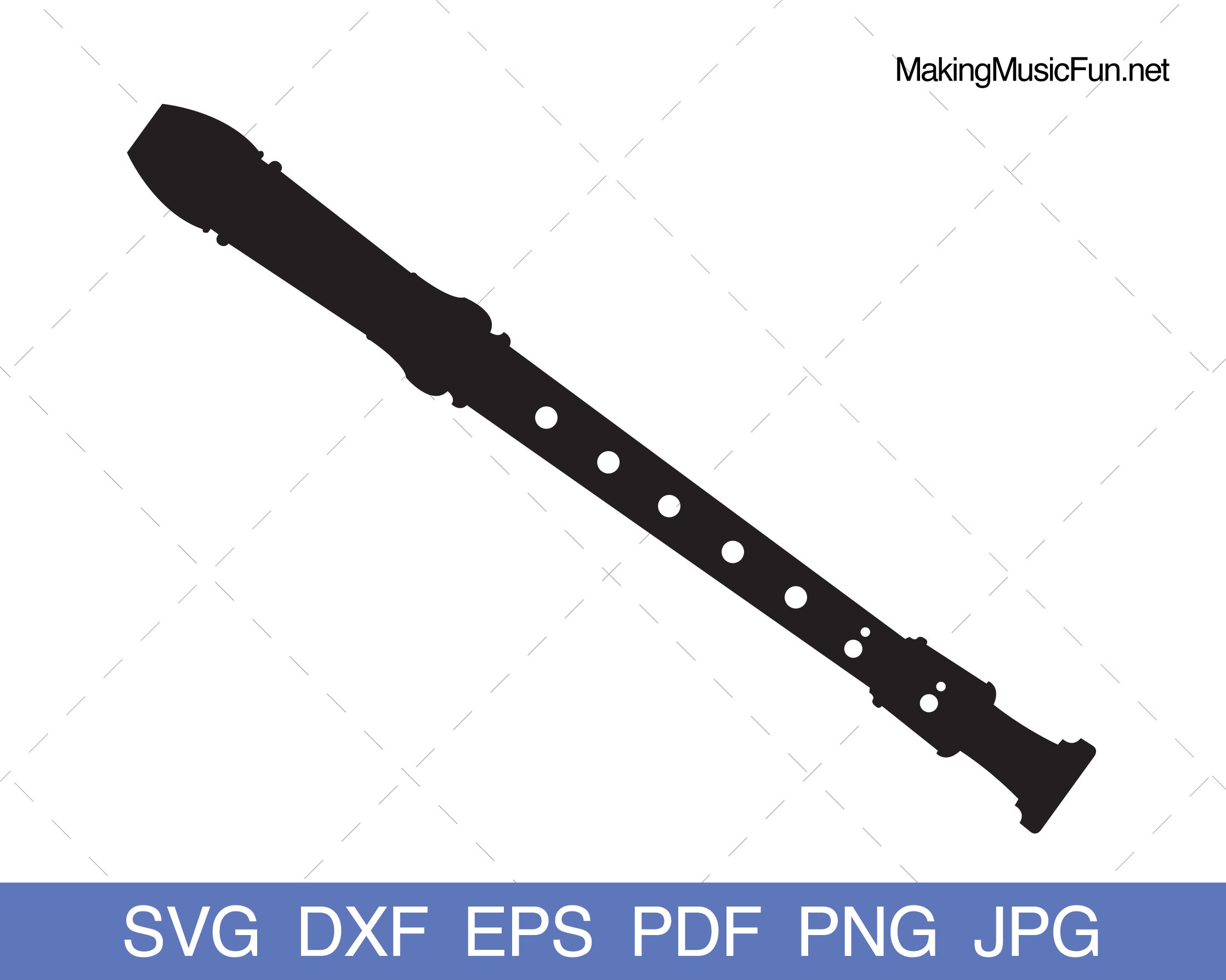 Baroque Recorder - SVG Cricut Files. Silhouette Musical Instrument Clip ...