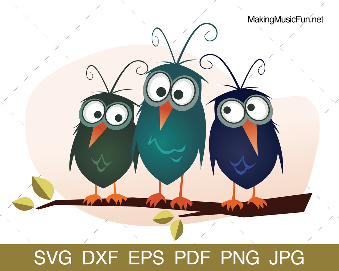 Funny Birds SVG Cricut & Silhouette Cut Files. Cartoon Funny Birds Clip ...