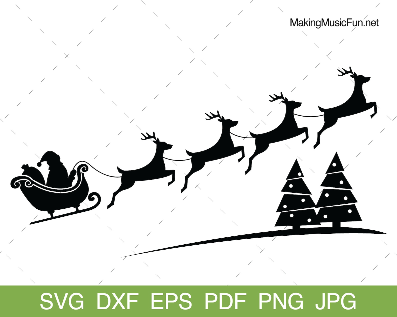 Santa, Sleigh and Reindeer - SVG Cricut & Silhouette Cut Files. Santa ...
