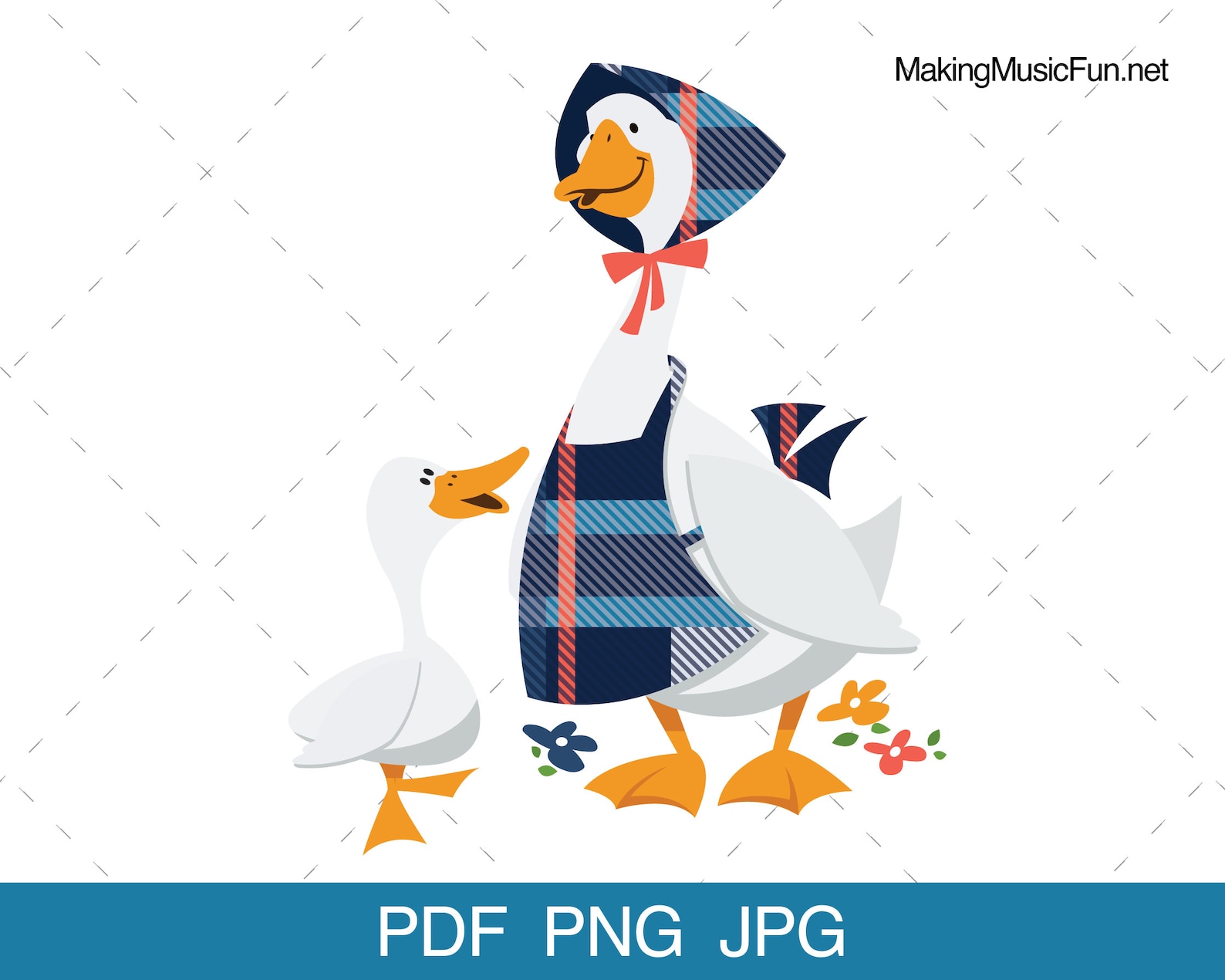 Mother Goose Clip Art. Cartoon Mother Goose With Baby Goose. Commercial ...