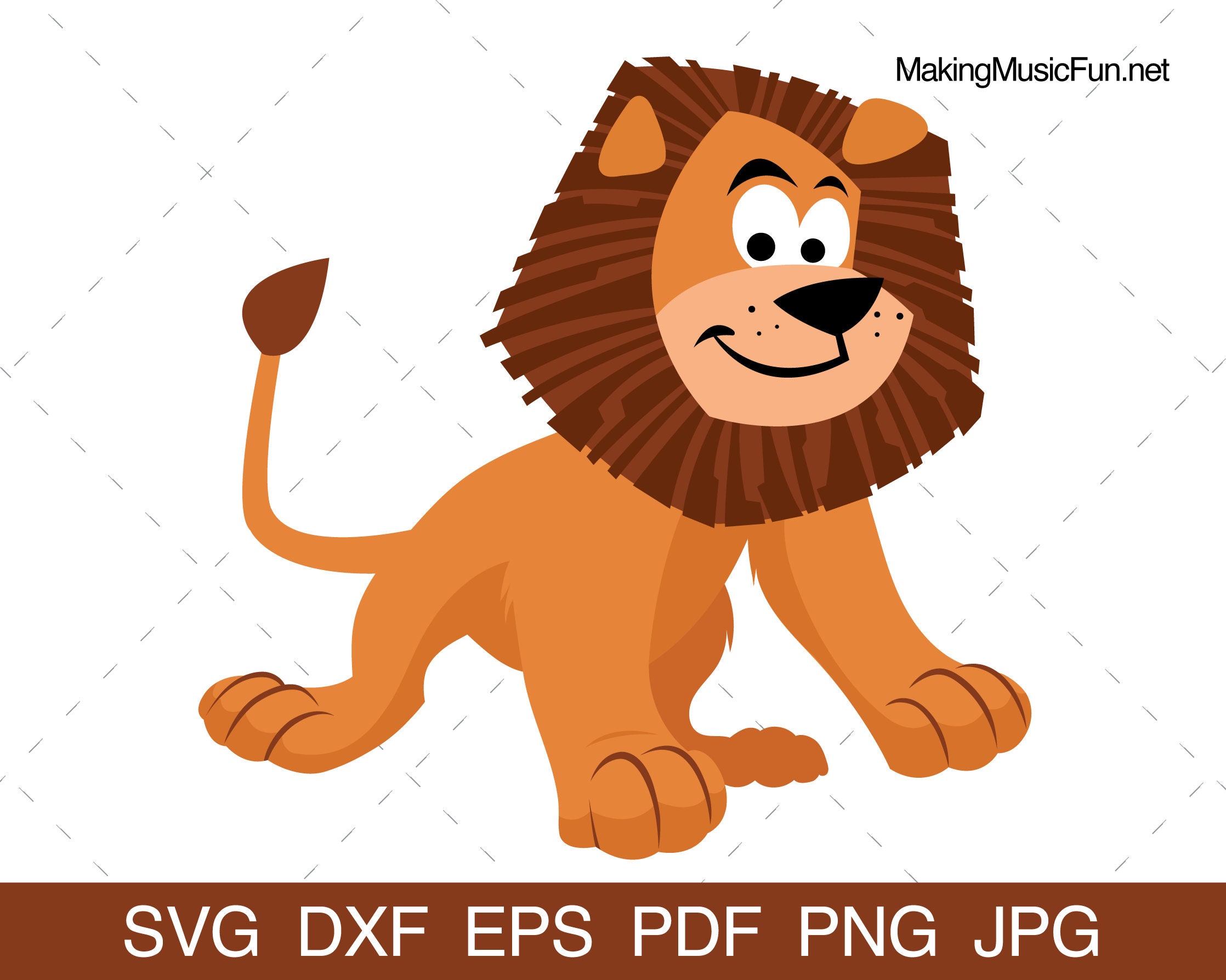 Lion SVG Cricut & Silhouette Cut Files. Playful Cartoon Lion Clip Art ...