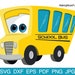 Yellow School Bus - SVG Cricut & Silhouette Cut Files. Cartoon School ...