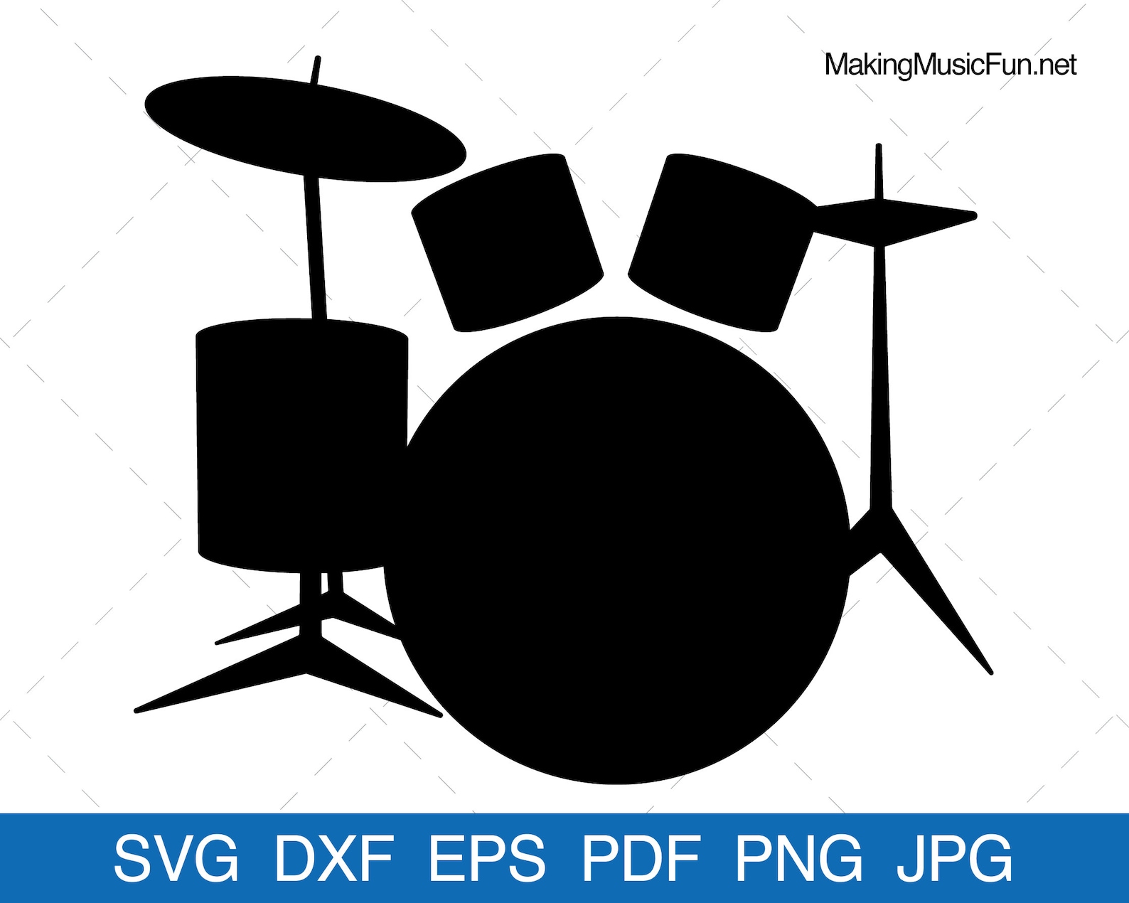 Drum Set Silhouette - SVG for Cricut. Drum Kit Clip Art. Musical ...