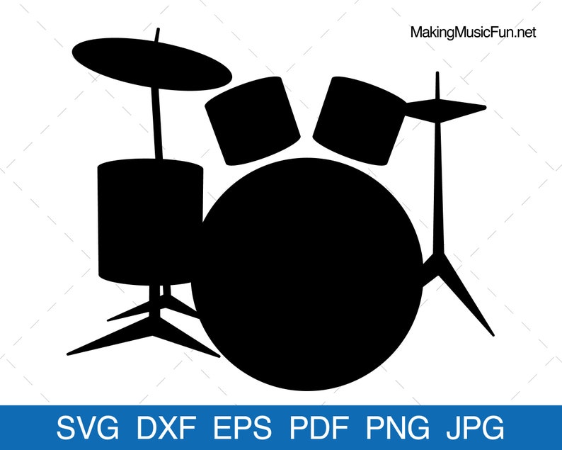 Drum Set Silhouette - SVG for Cricut. Drum Kit Clip Art. Musical ...