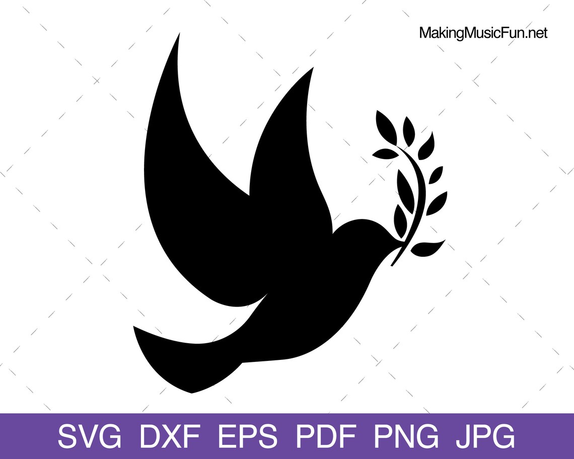 Dove With Olive Branch Cricut & Silhouette SVG Cut Files. Dove Clip Art ...