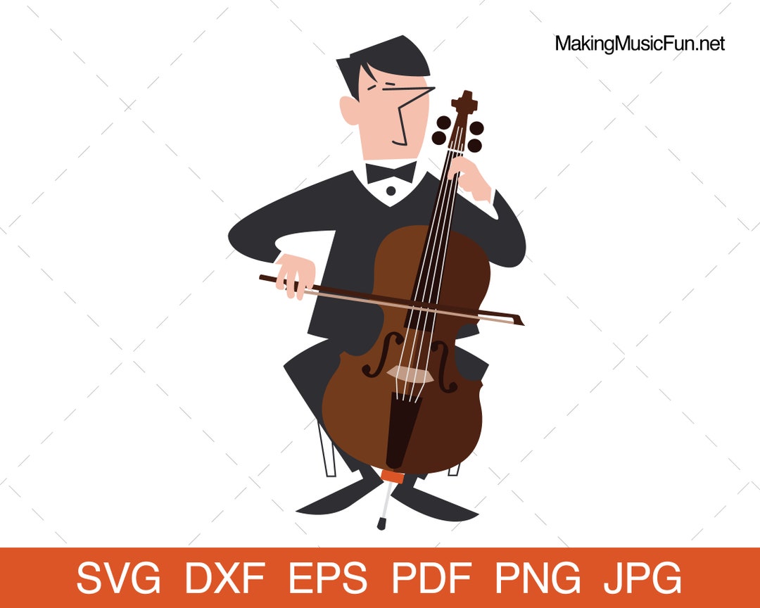 Cello Player - SVG Cricut & Silhouette Cut Files. Cello Cellist Musical ...