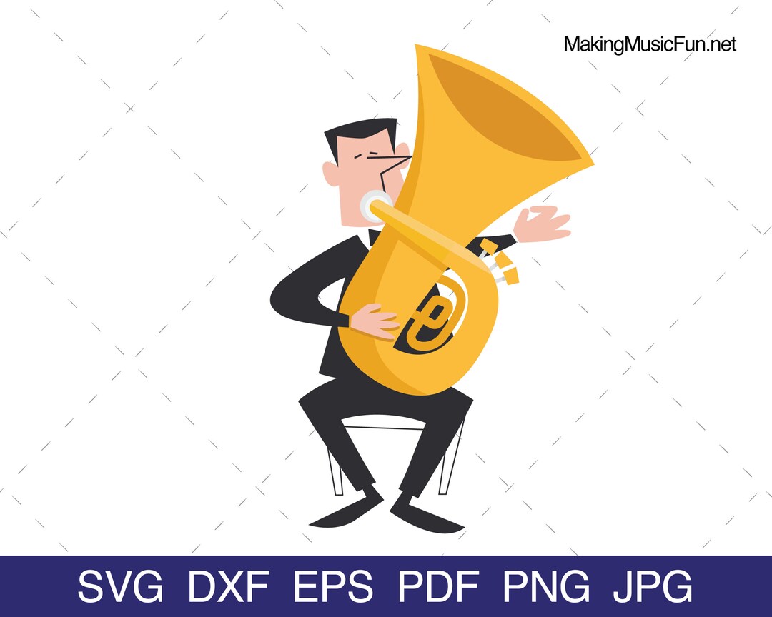 Tuba Player SVG Cricut Cut Files. Tuba Tubist Musical Instrument Clip ...